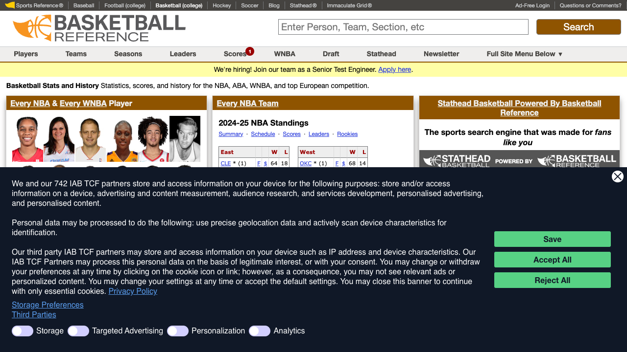 Scrape basketball-reference.com | Bytewells