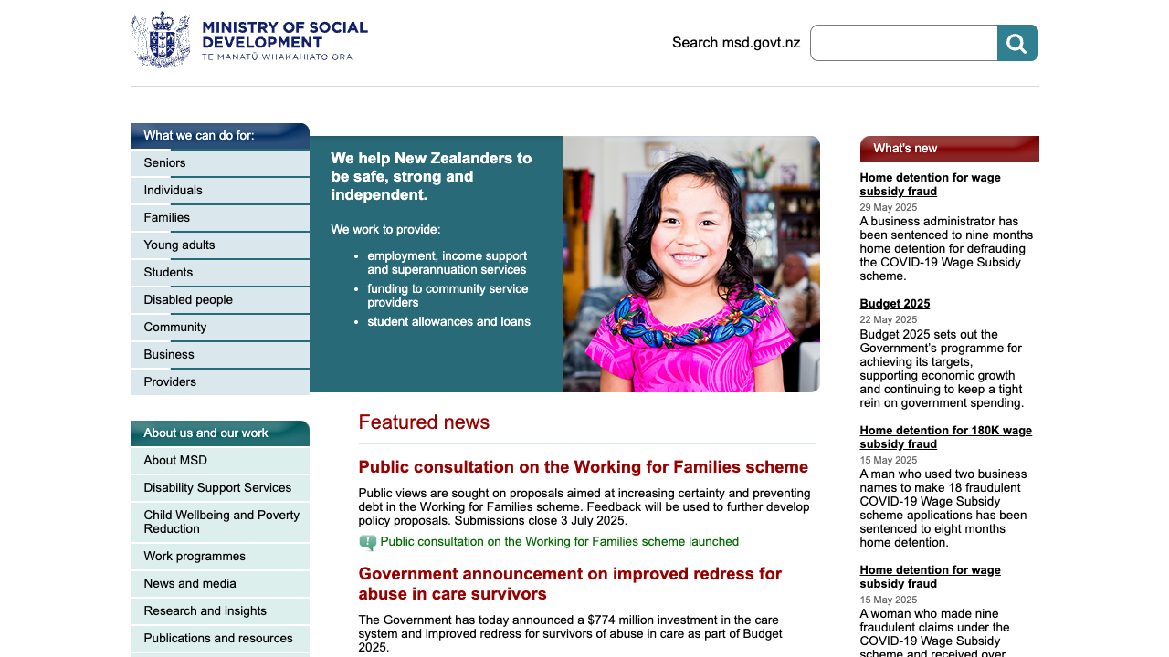 Scrape msd.govt.nz | Bytewells