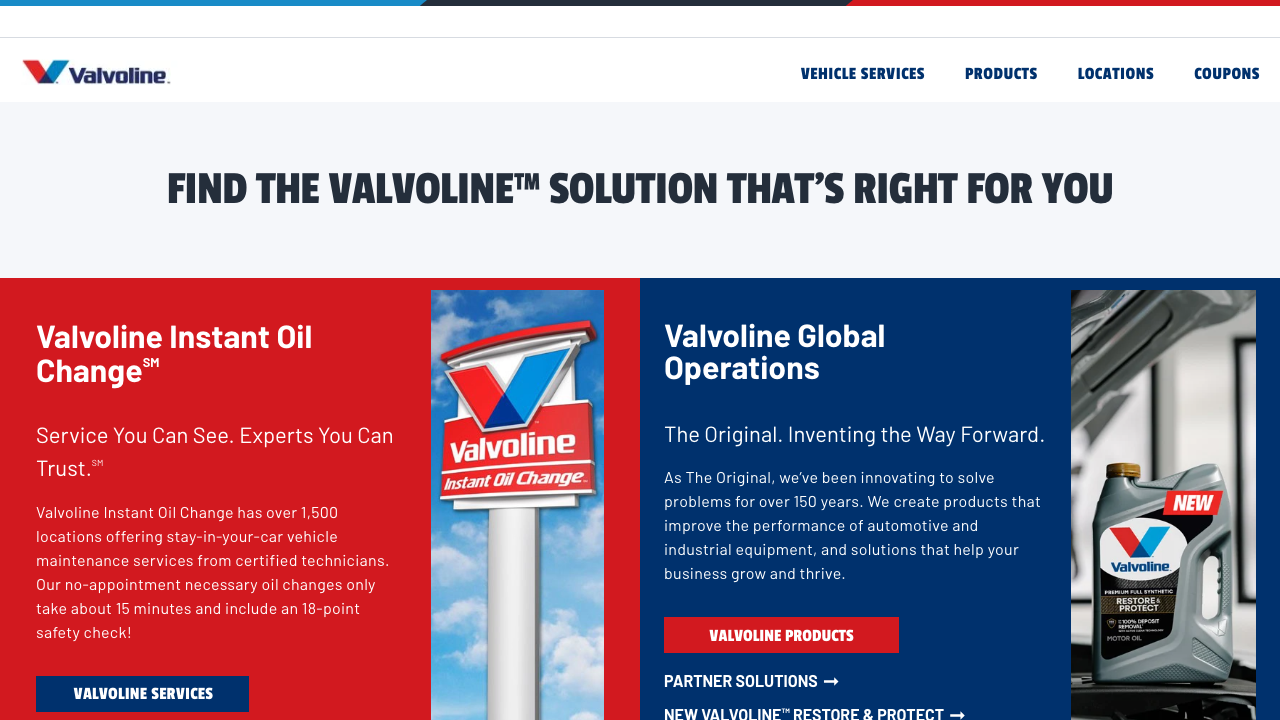 Scrape valvoline.com | Bytewells